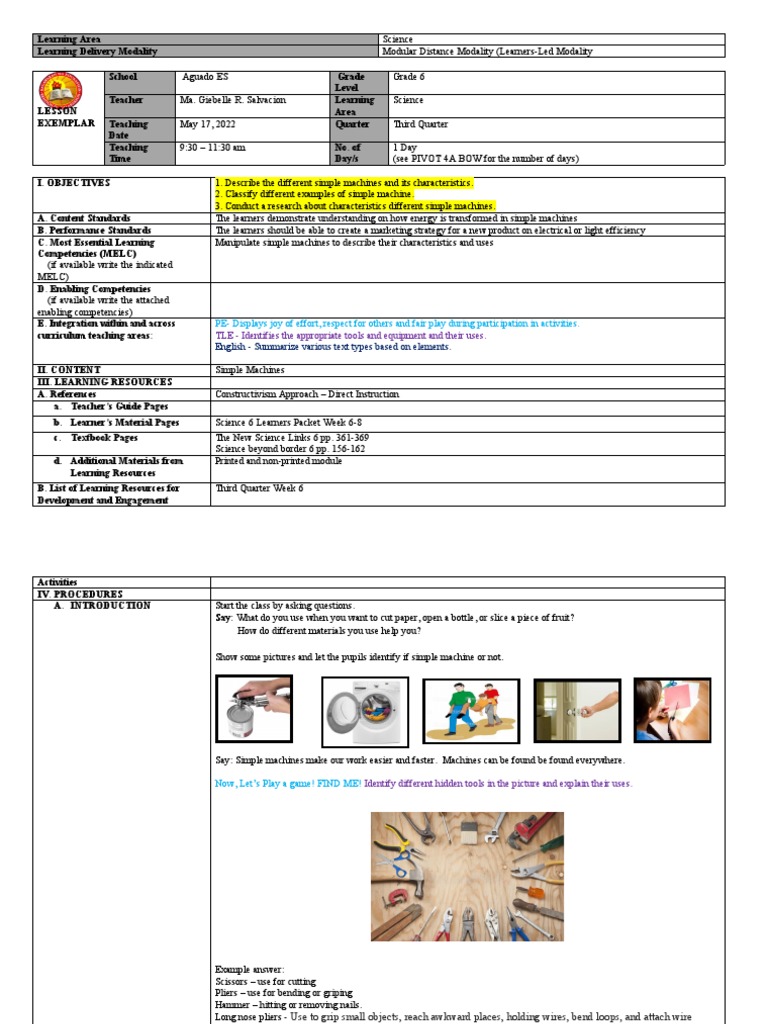 Cot 2 Le Pdf Machines Lever