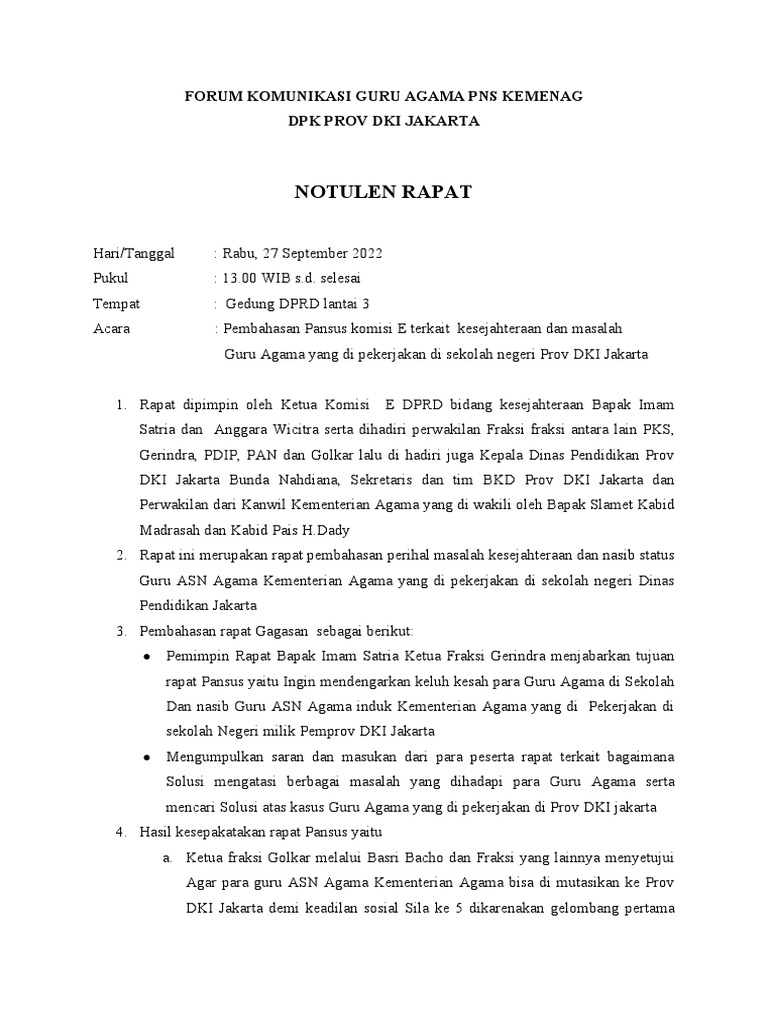 4-Notulen Rapat Dinas | PDF | Karier & Perkembangan | Kesehatan Holistik