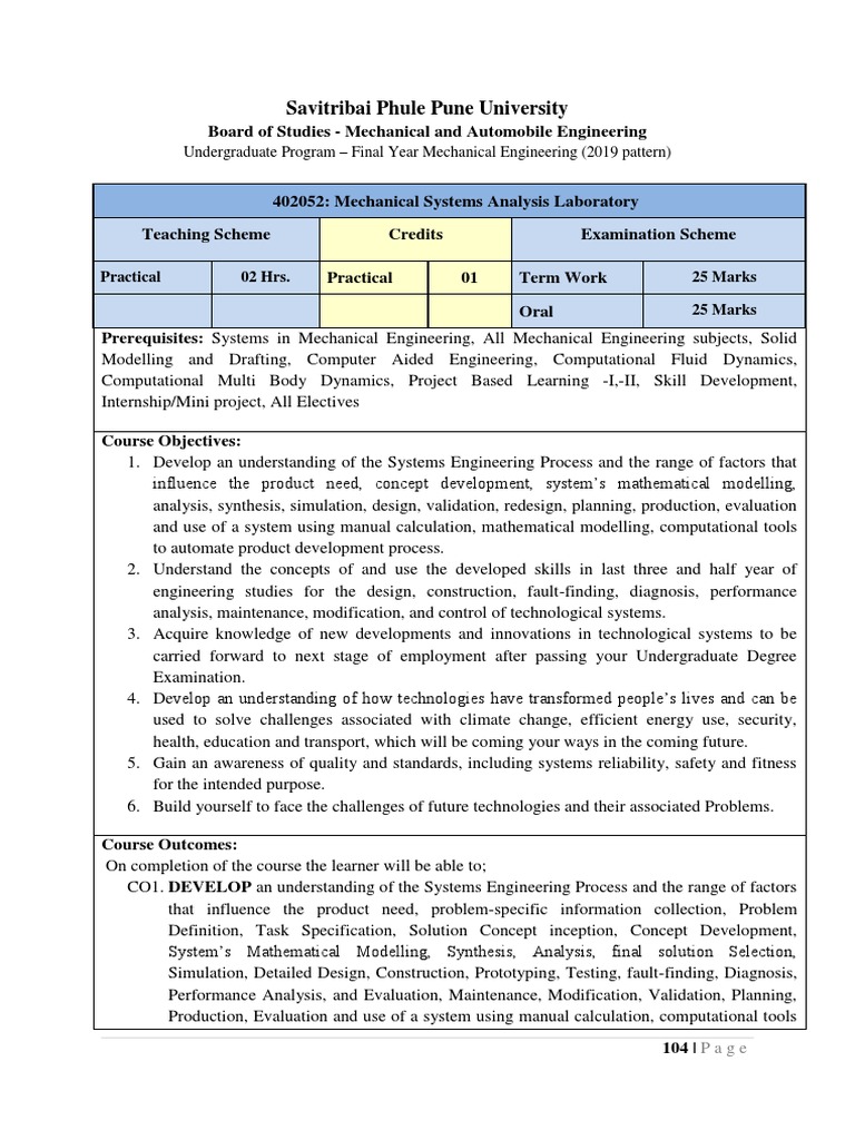 Msme BE Mechanical Engineering 2019 Course Structure An 220719 101123-1 ...