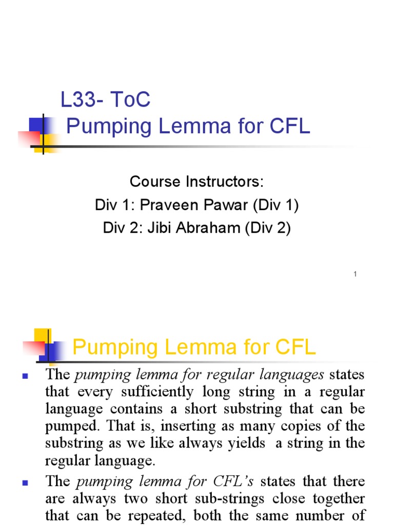 L33-Pumping Lemma For CFL | PDF | Language Arts & Discipline | Foreign Language Studies