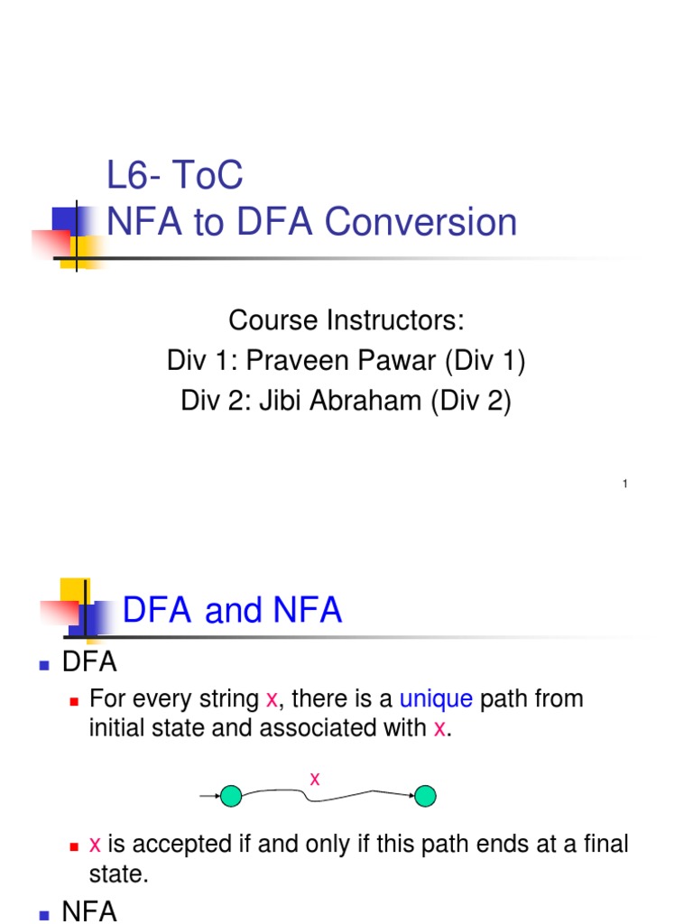 L6 NFA To DFA | PDF | Algorithms | String (Computer Science) L6 NFA To DFA | PDF | Algorithms | String (Computer Science)