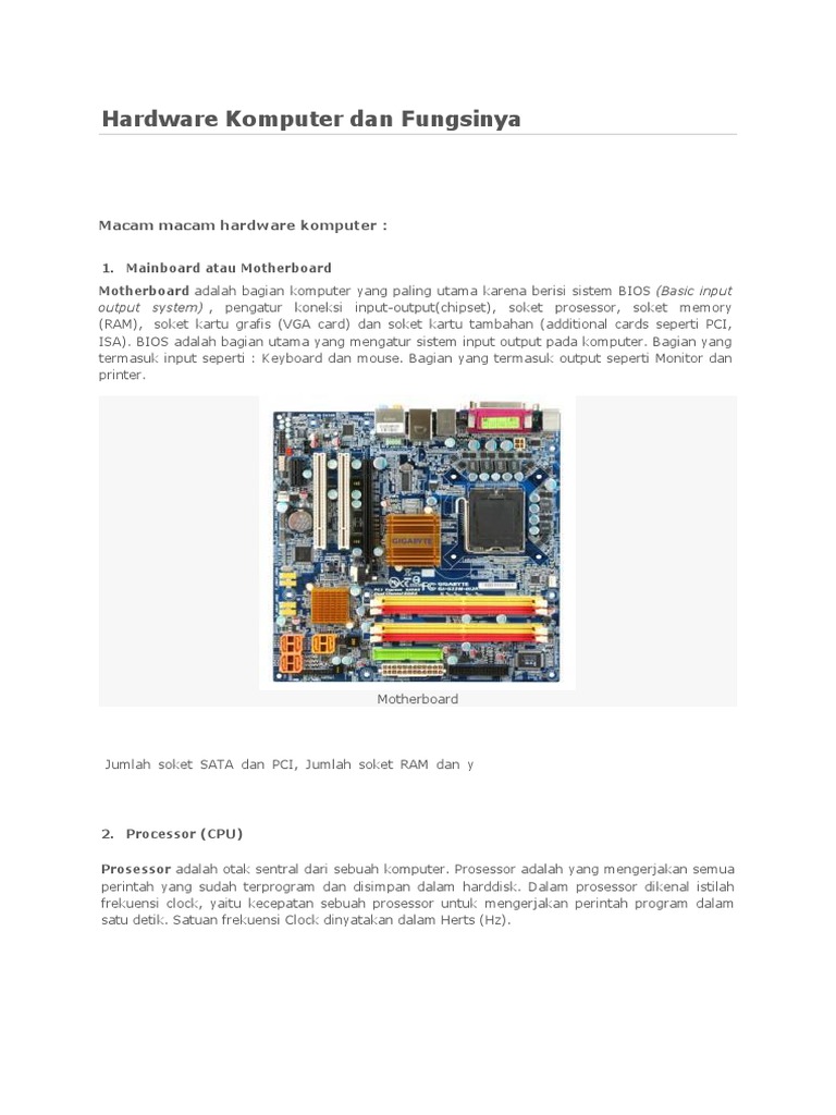 Hardware Komputer Dan Fungsinya | PDF | Komputer