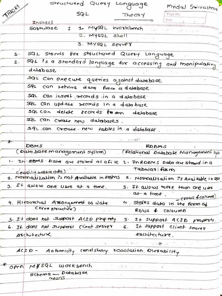 Sql Notes Pdf