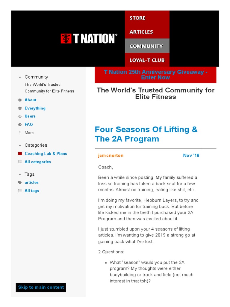 Four Seasons of Lifting & The 2A Program - Coaching Lab & Plans ...