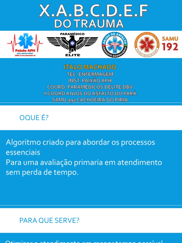 X.A.B.C.D.E Do Trauma PDF | PDF | Sistema nervoso | Doenças e ...