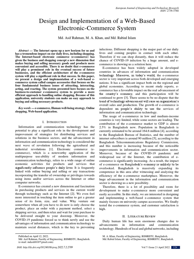 Design And Implementation Of A Web Based Electronic Commerce System Pdf E Commerce Databases