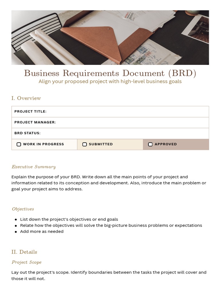 BRD Business Requirements Document Doc in Brown Beige Classic ...