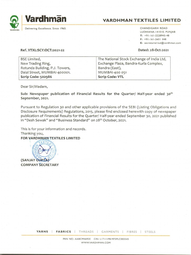 Vardhman Textiles Limited | PDF | Stocks | Minority Interest