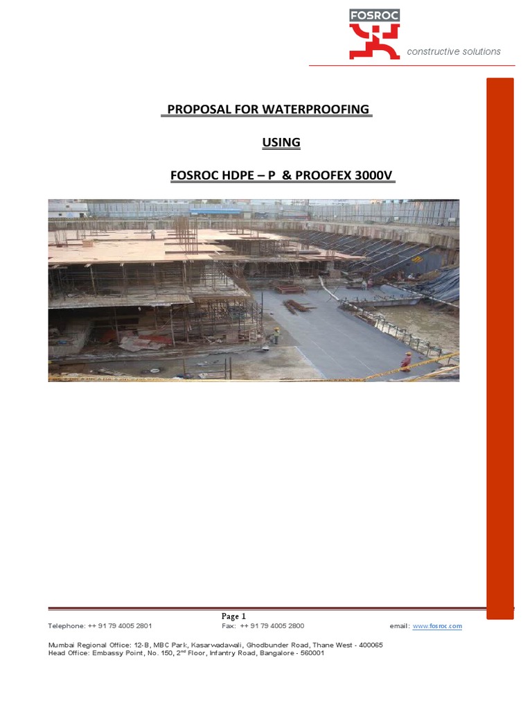 Fosroc Waterproofing Proposal Overview | PDF | Concrete | Membrane