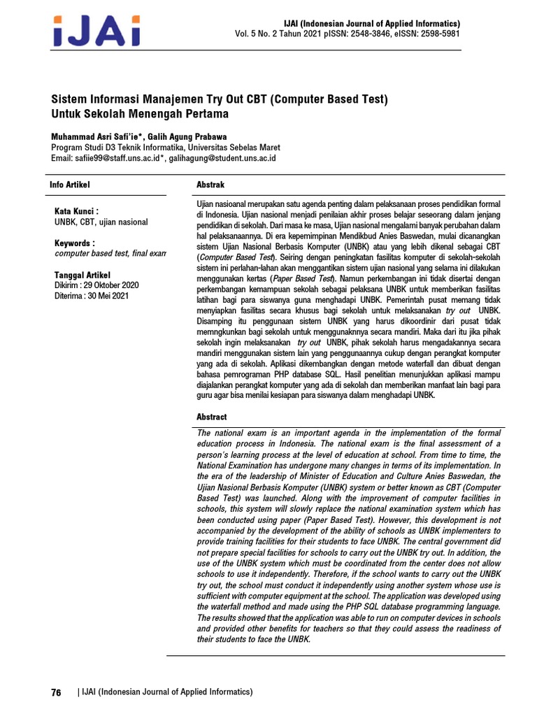 Sistem Informasi Manajemen Try Out CBT | PDF