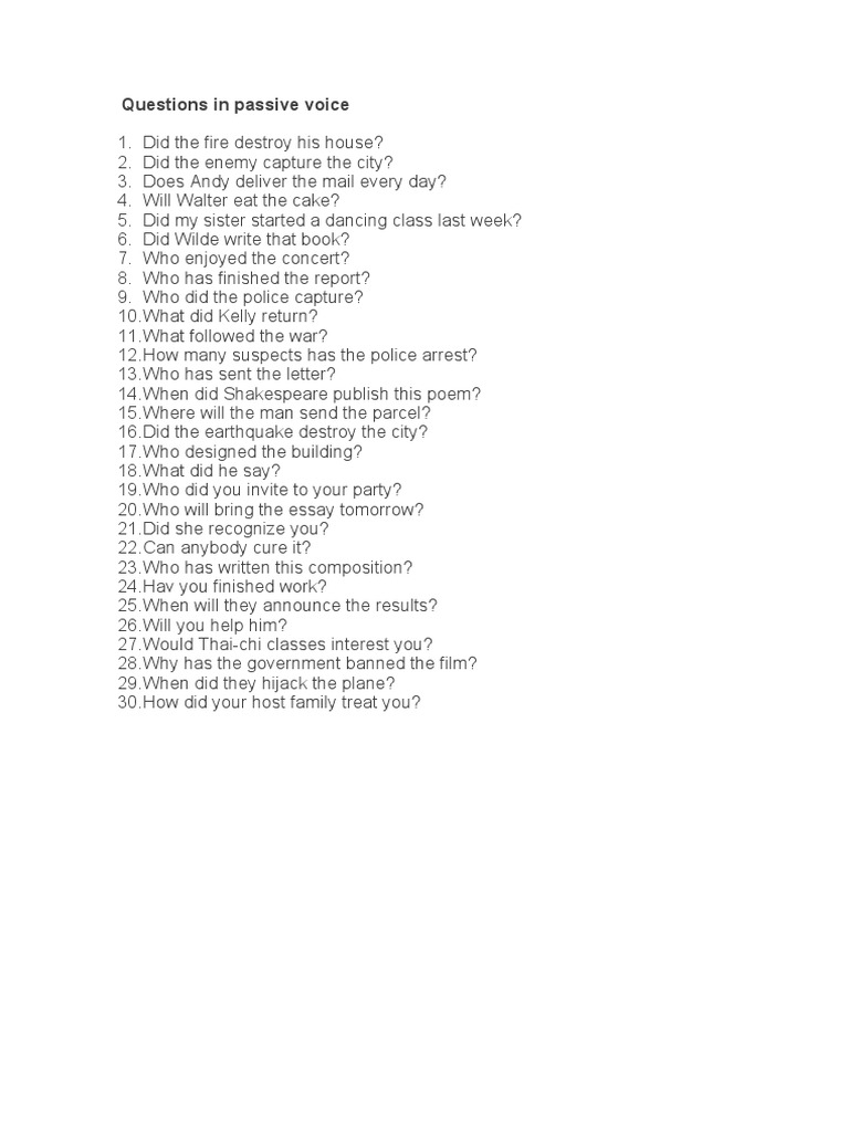 Passive Voice Question Guide | PDF