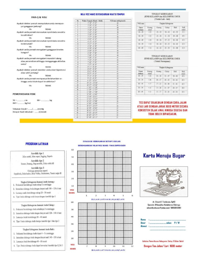 Form Kartu Kebugaran | PDF