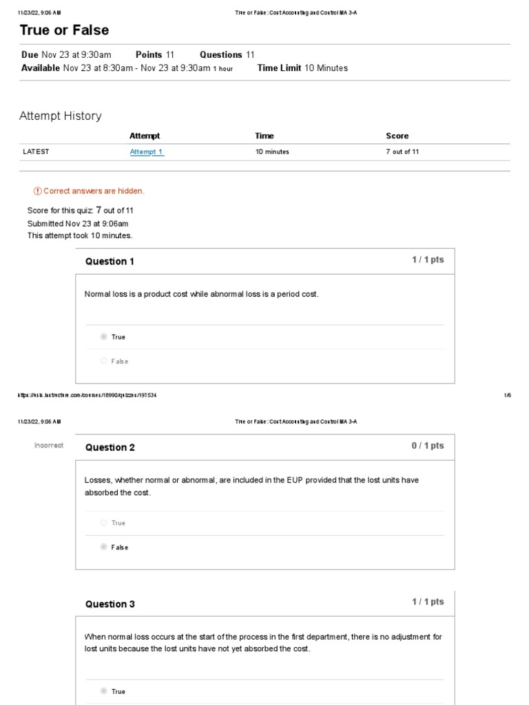 Quiz True or False | PDF