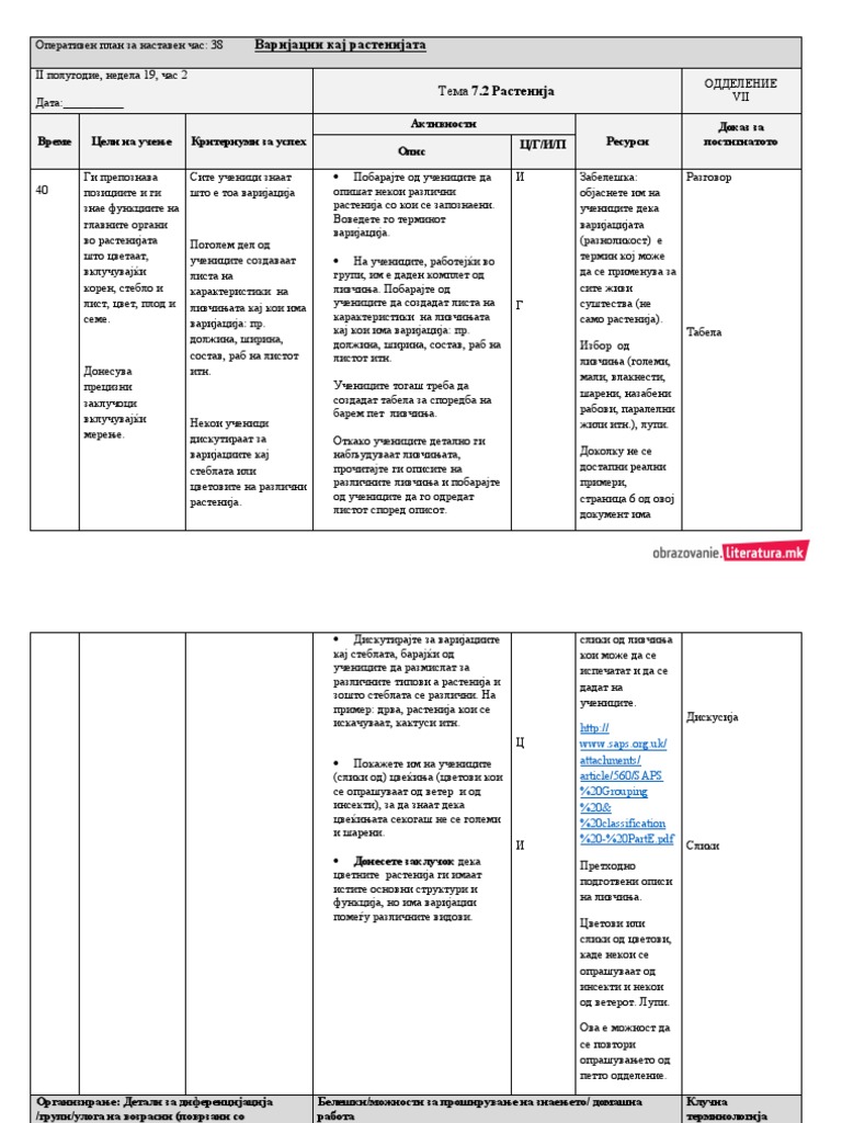 BIO 7 II BR - Cas 38 Varijacii Kaj Rastenijata | PDF