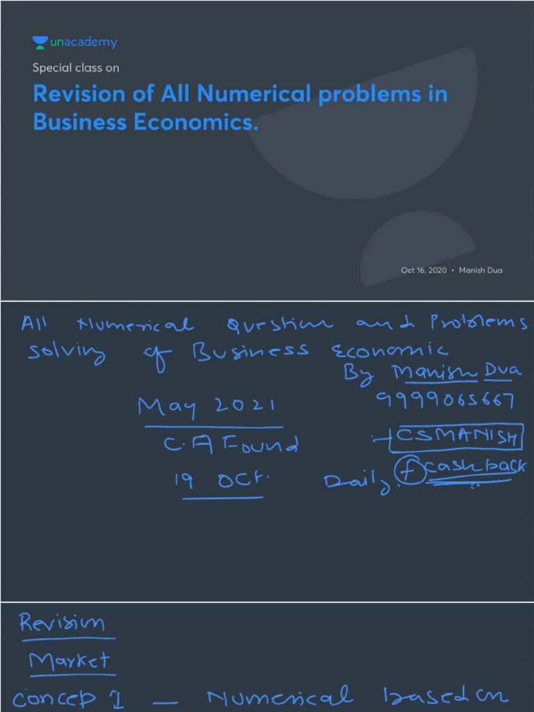 Revision of All Numerical Problems in Business Economics With Anno | PDF