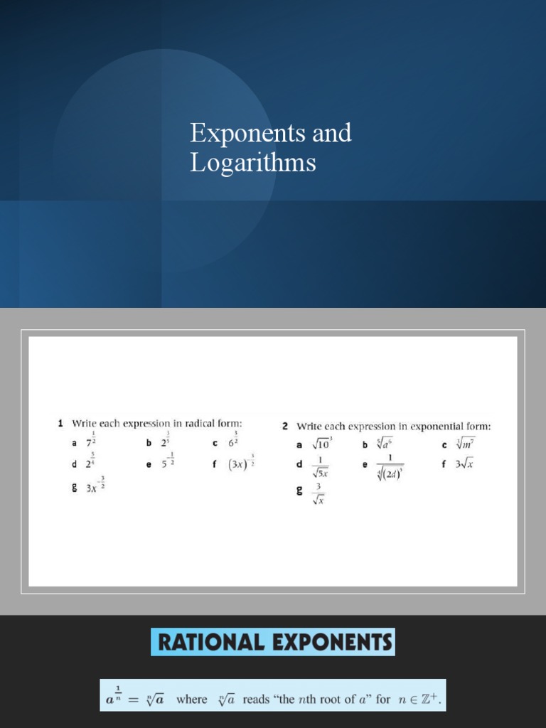 Exponents And Logarithms Pdf