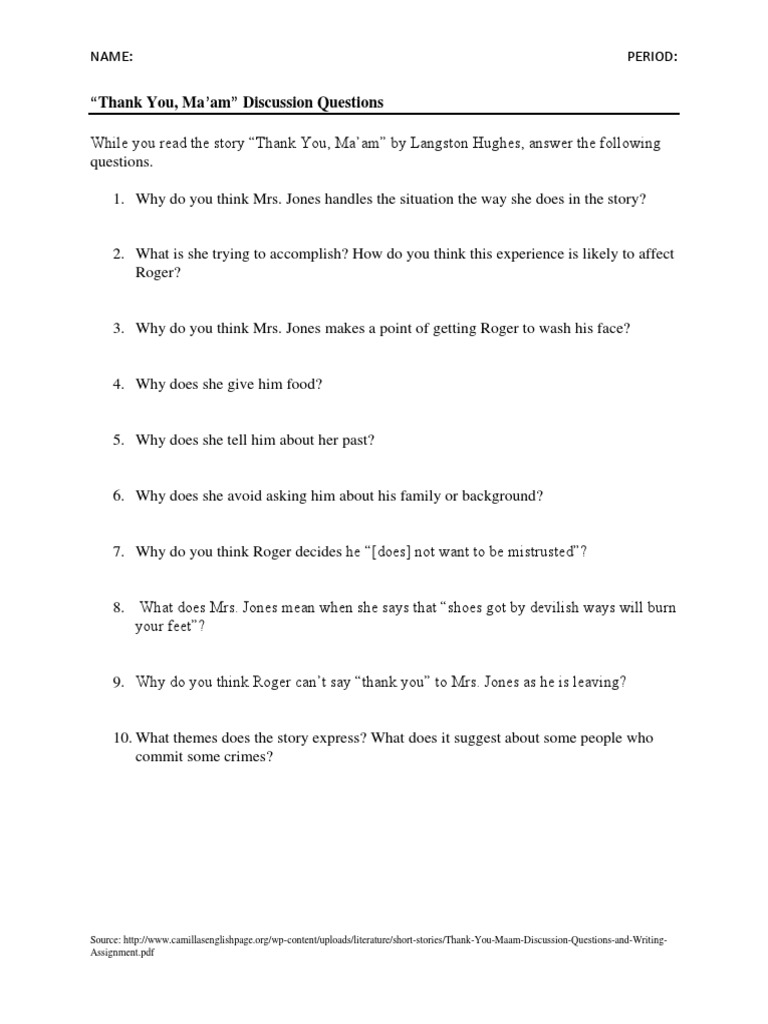 Thank You Maam Questions | PDF