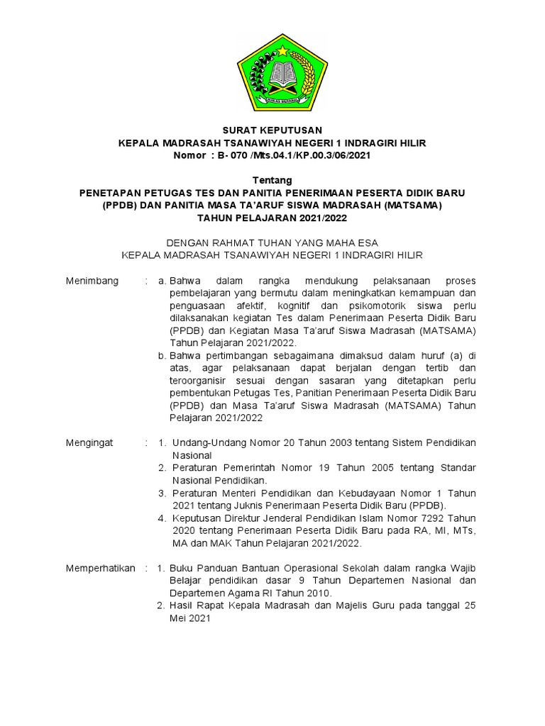 SK PPDB 2021 | PDF | Karier & Perkembangan