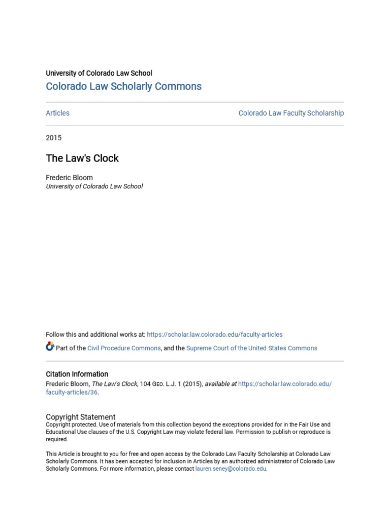 Frederic Bloom - The Law's Clock | PDF | Ex Post Facto Law | Capital ...