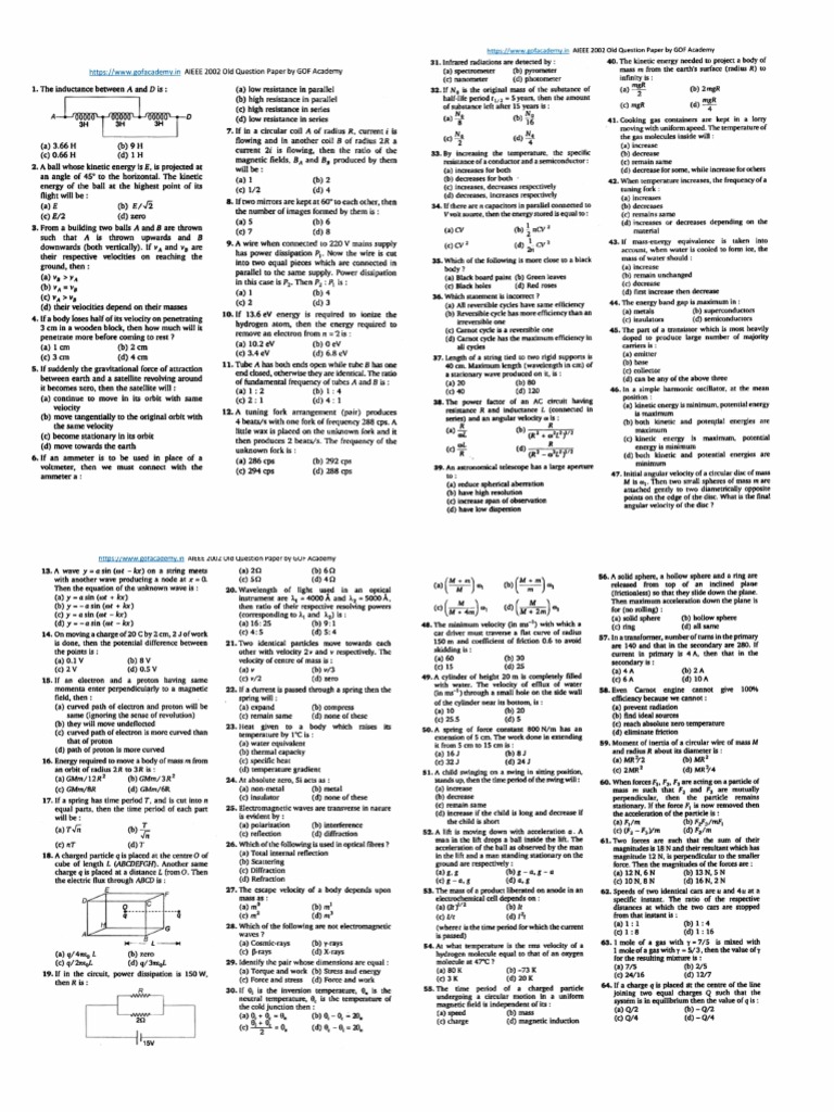 2002 Jee | PDF | Force | Electron 2002 Jee | PDF | Force | Electron
