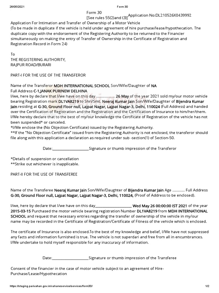 Form 30 | PDF | Property Law | Business Law