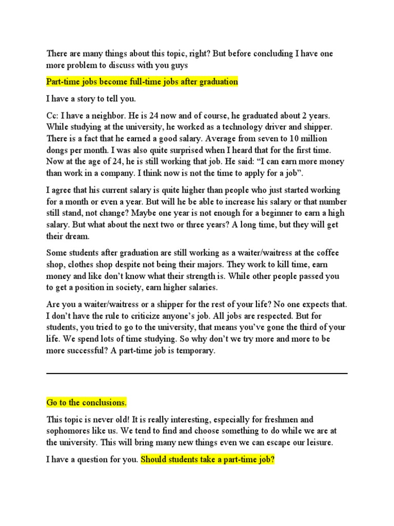 Speaking Part-Time Job | PDF | Waiting Staff | Salary