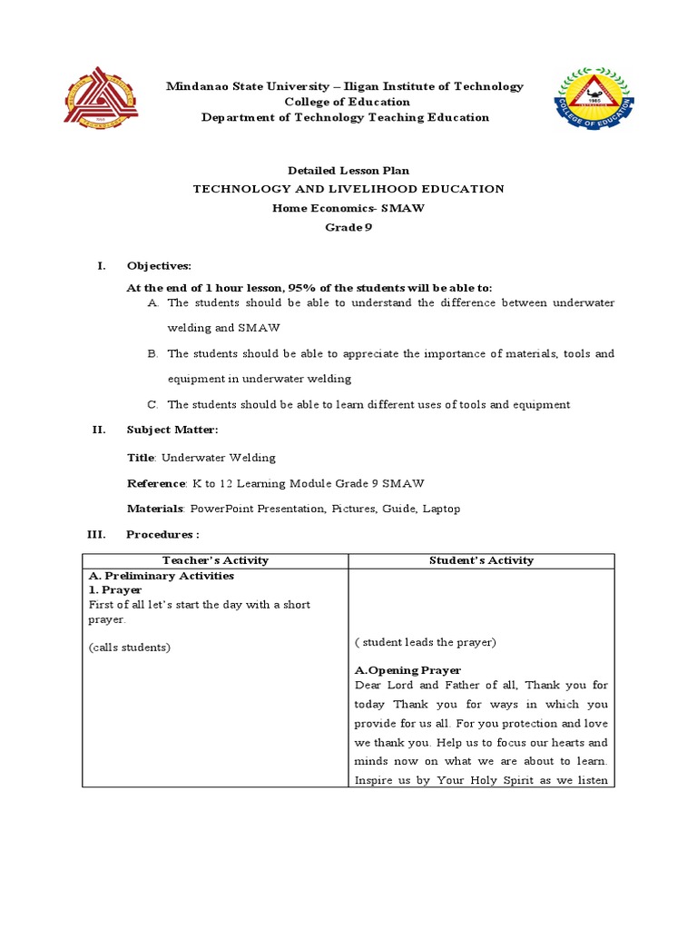 Detailed Lesson Plan | PDF | Underwater Diving | Swimming