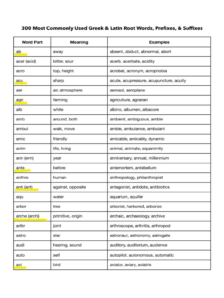 Root Prefix and Suffix | PDF