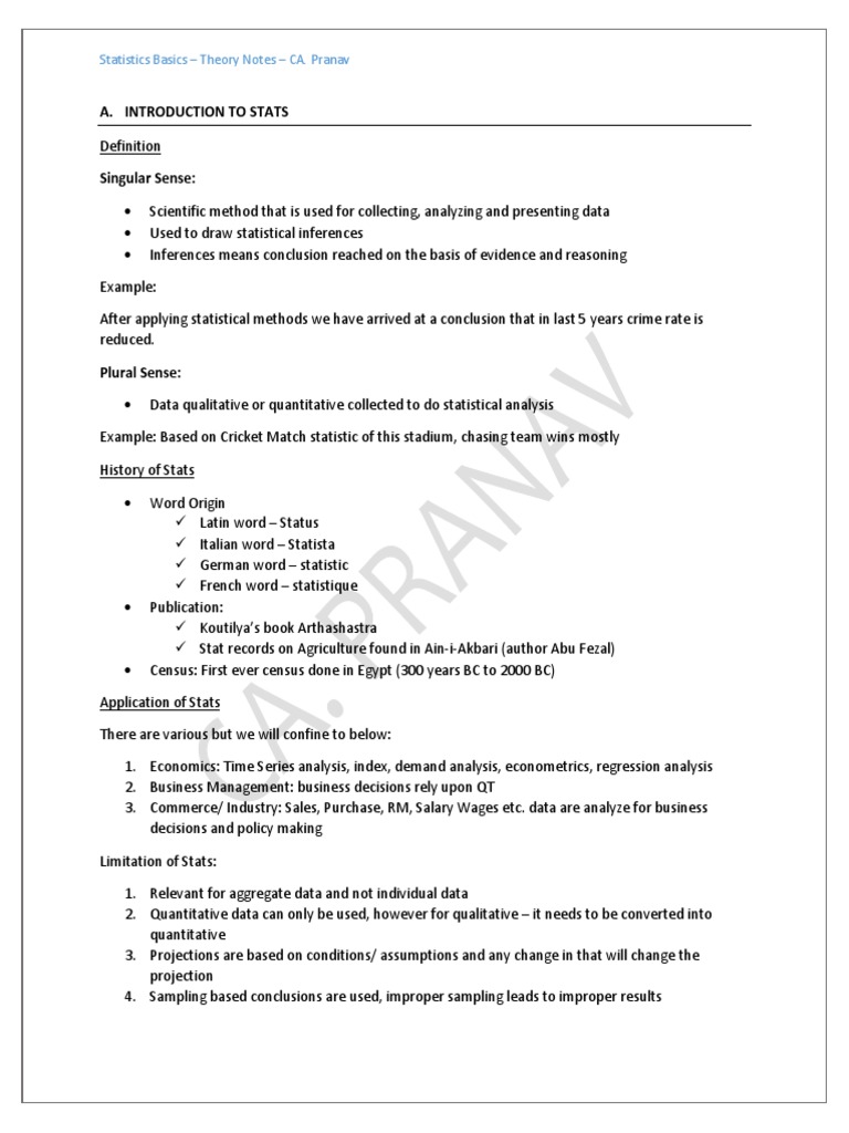 Statistics Basics: Theory and Applications | PDF | Statistics ...