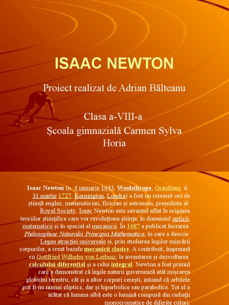 Balteanu Adrian Isaac Newton | PDF