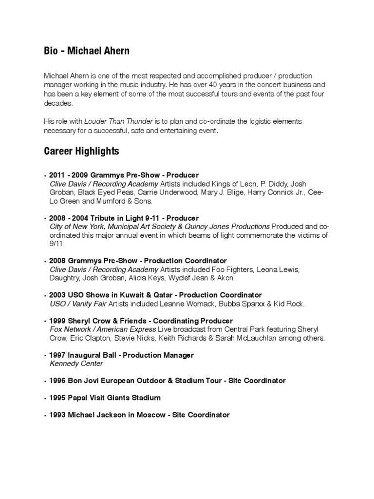 Michael Ahern Highlights | PDF | Concert | Musicians