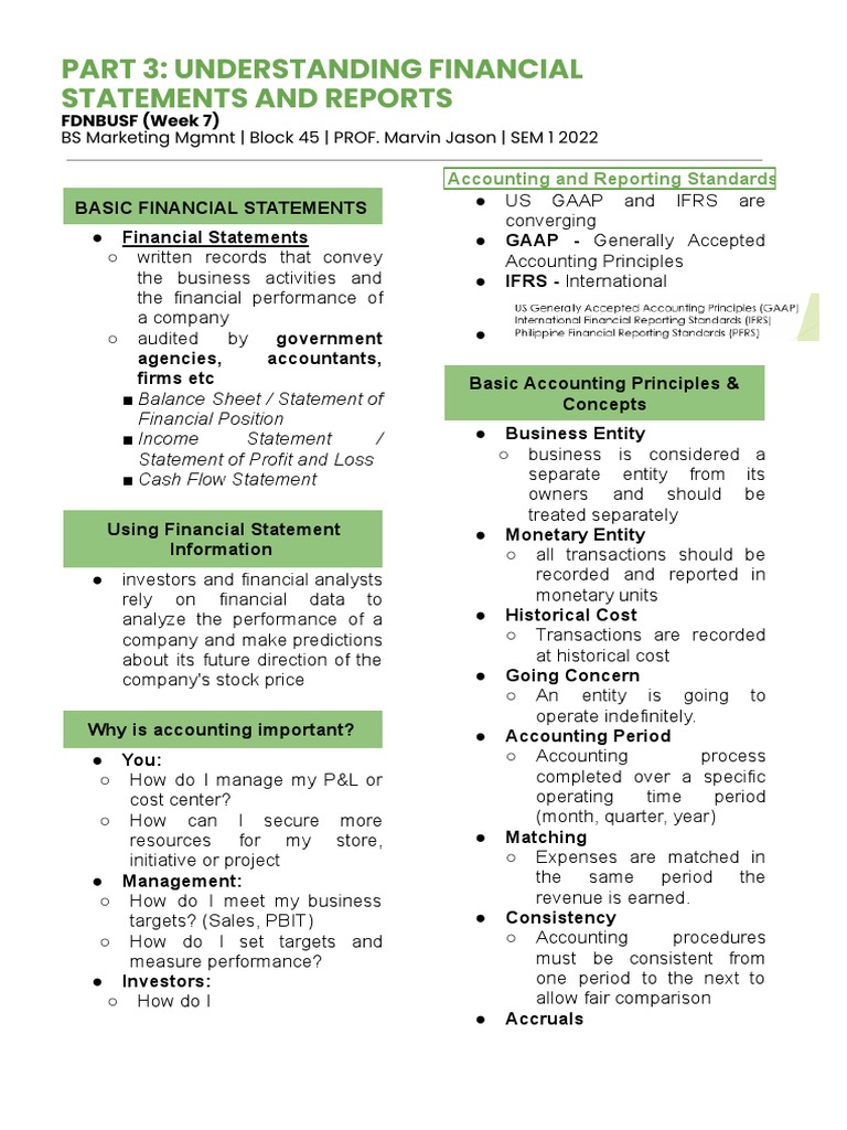 Part 3 - Understanding Financial Statements and Reports | PDF | Equity ...