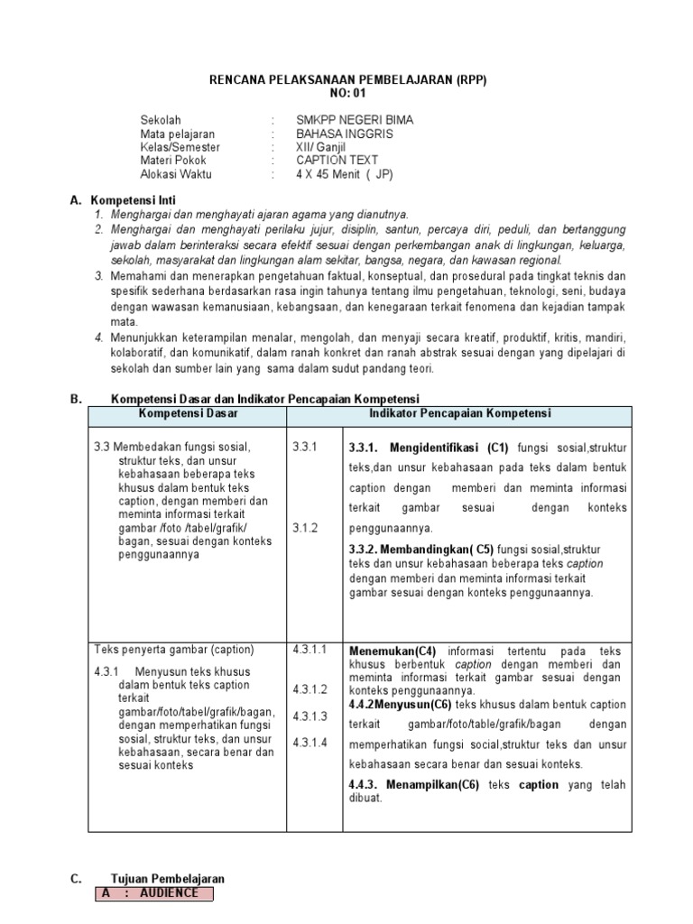 RPP KD 3.3-4.3 Caption | PDF