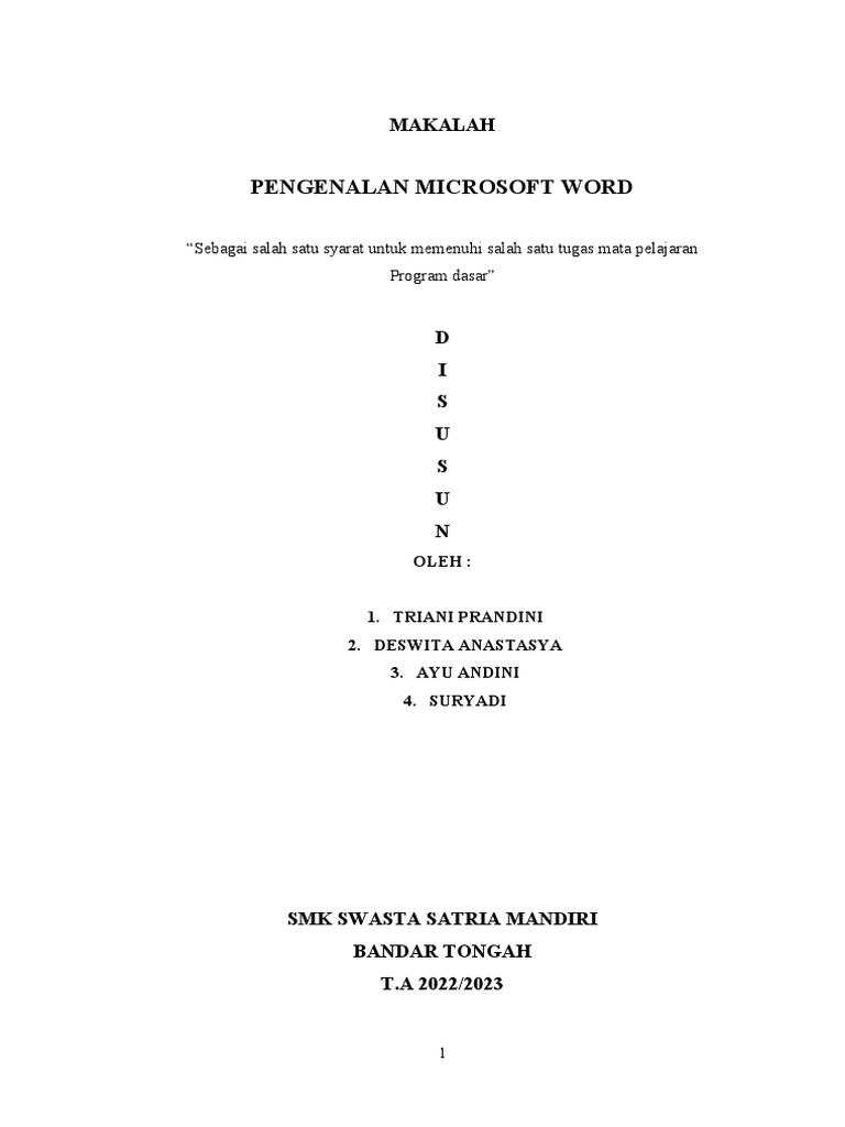 Makalah Pengenalan MS Word | PDF Makalah Pengenalan MS Word | PDF