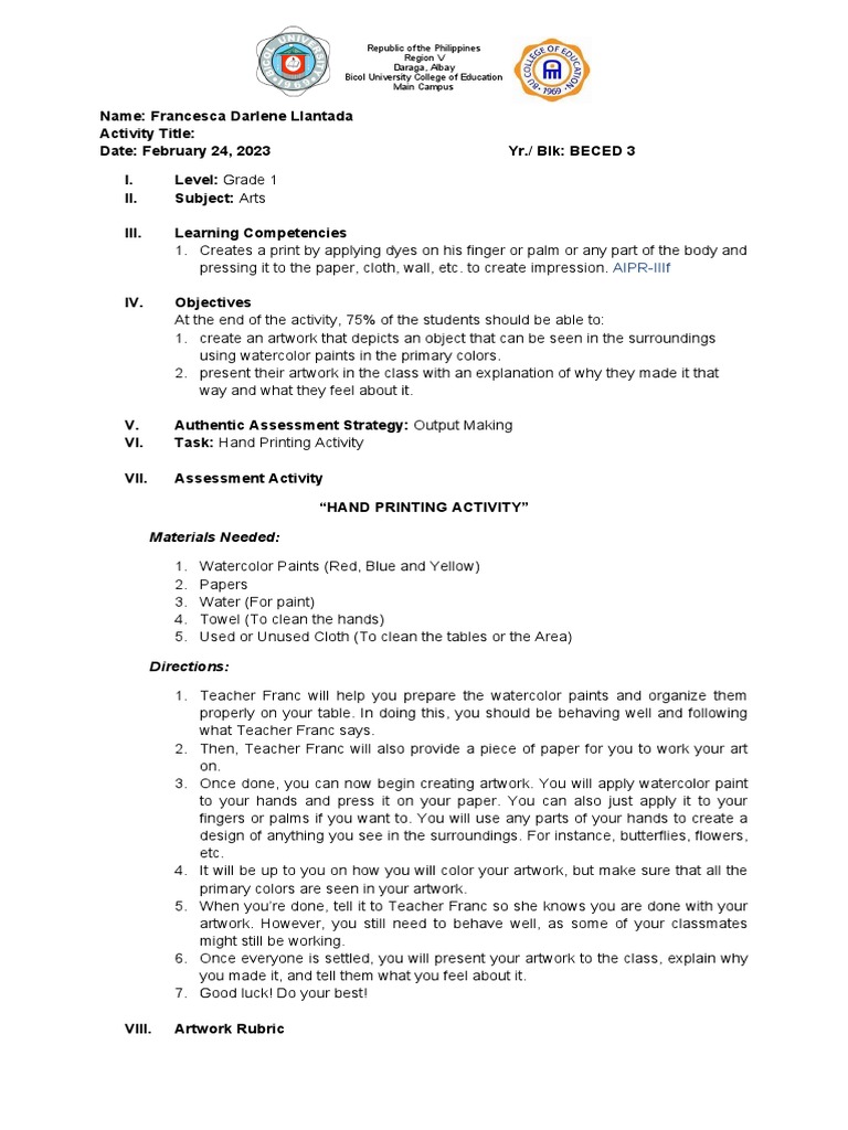 Authentic Assessment in Grade 1 | PDF | Paint | Cognitive Psychology