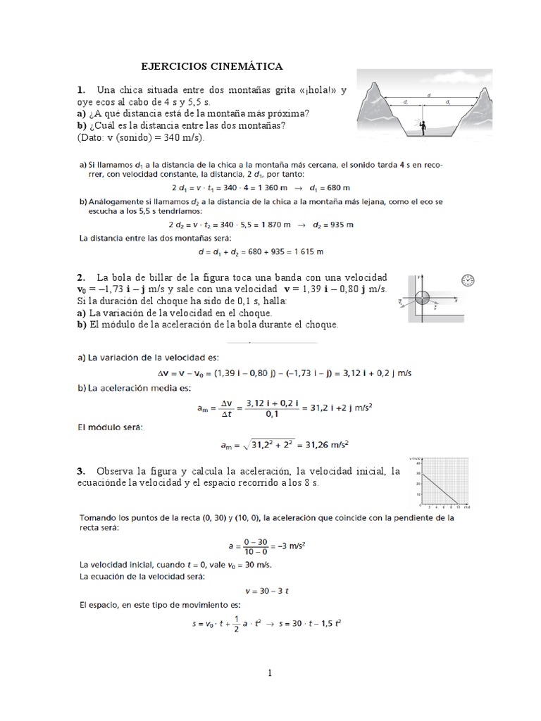 1º Bachillerato - Ejercicios de Cinemática - (2020 - 2021) - Soluciones ...
