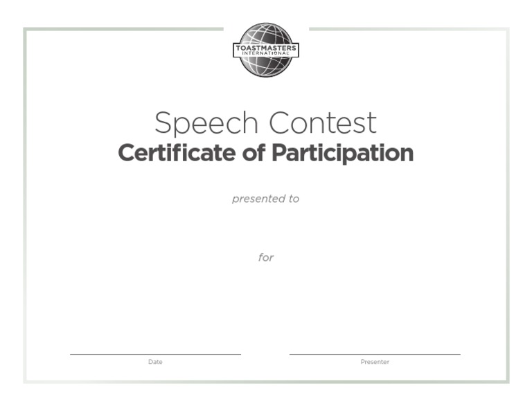510D Participant Speech Contest Certificate-Ff | PDF