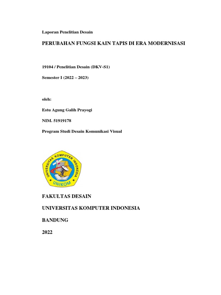 Perubahan Fungsi Kain Tapis Di Era Modernisasi | PDF | Ilmu Sosial | Seni