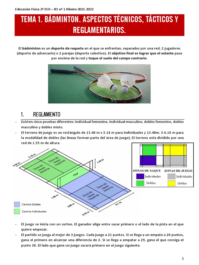 Fundamentos del Bádminton: Técnicas y Reglas | PDF