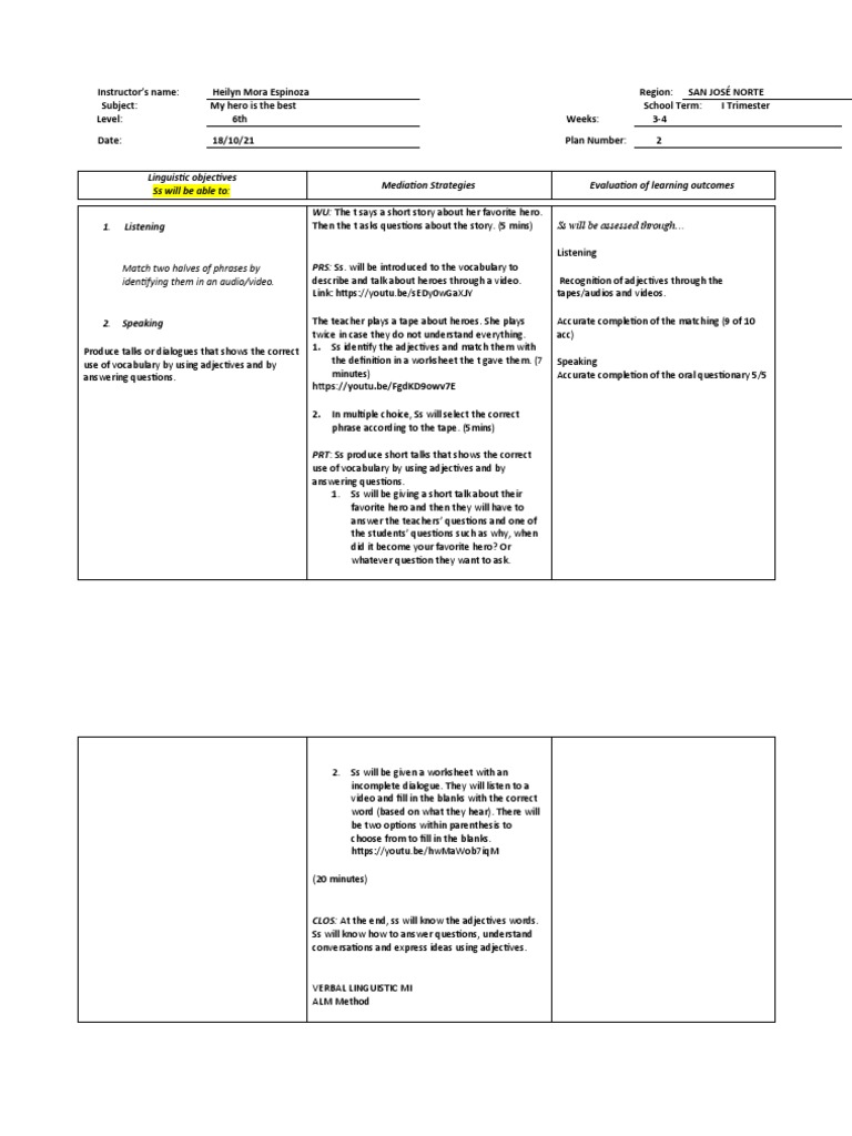 6th Grade Hero Vocabulary Lesson Plan | PDF | Vocabulary | Learning