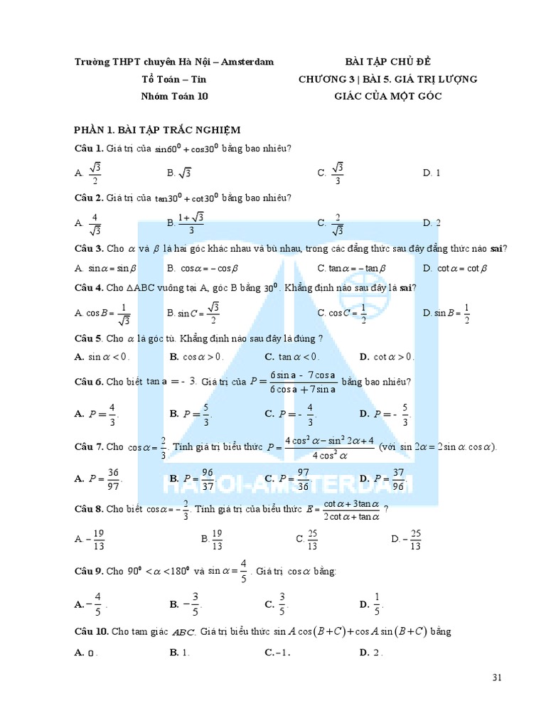 Nhom Toan 10 - Bai Tap Chuyen de Toan 10 | PDF