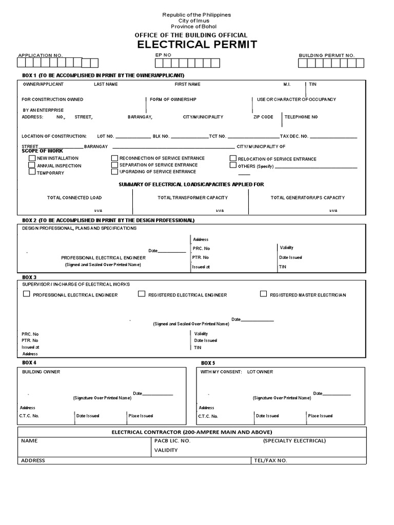 03 Electrical Permit (Front) | PDF | Electricity | Engineering