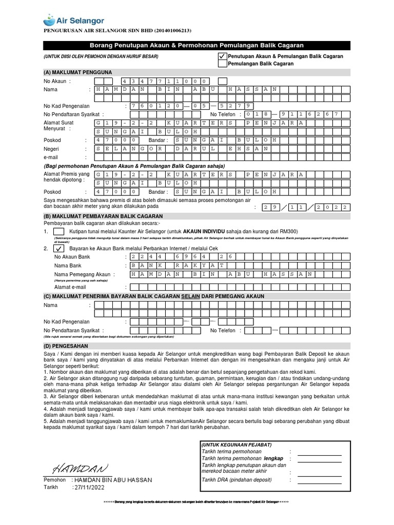 Borang Tutup Akaun Dan Refund AIS - 300621 1 | PDF
