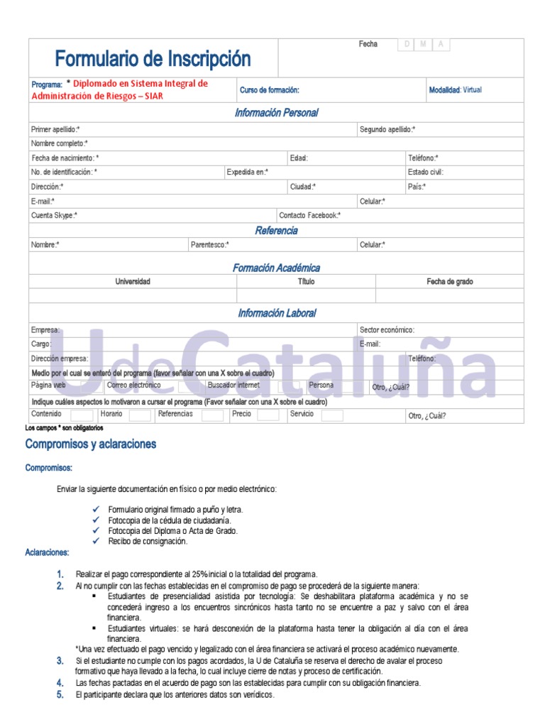 Formulario Siar 2 | PDF