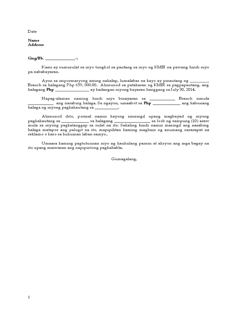 Tagalog Demand Letter | PDF