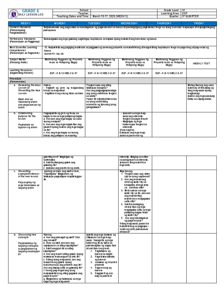 Esp6 Week 5 | PDF