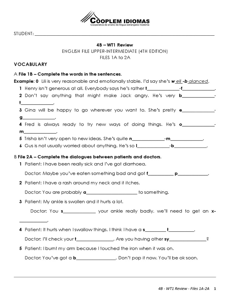 4B - WT1 Review - Files 1A-2A | PDF | Linguistics | Grammar