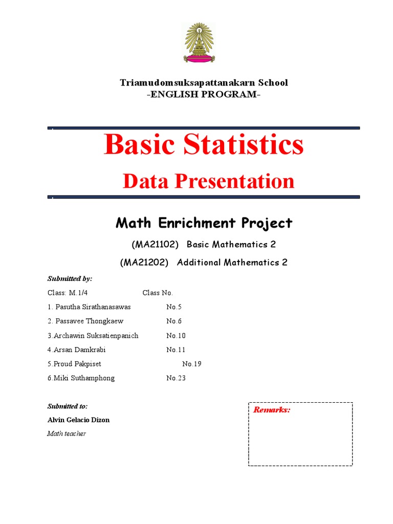 m1 Math Project Cover Page Copy 2 | PDF | Mean | Mathematics