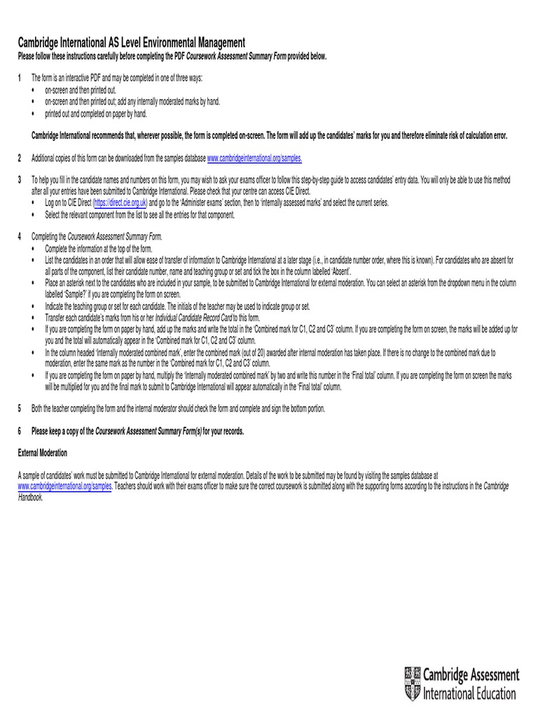Env MG Coursework Assessment Summary Form | PDF | Computing