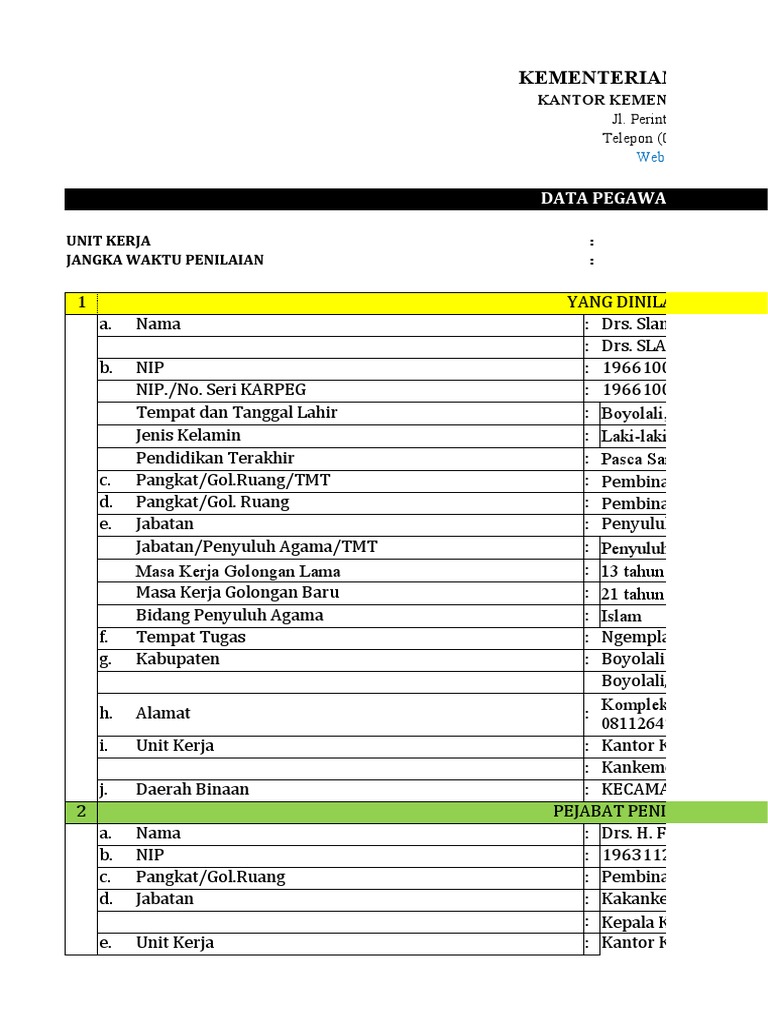 Daftar Usul Dan Unsur PAK Madya Edit | PDF